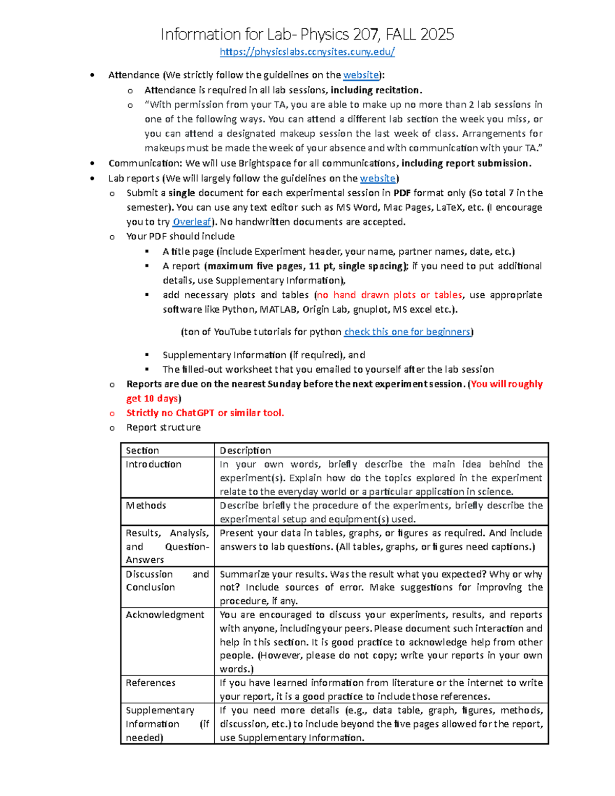 Physics 207 Lab Guidelines & Attendance - Fall 2025 - Studocu