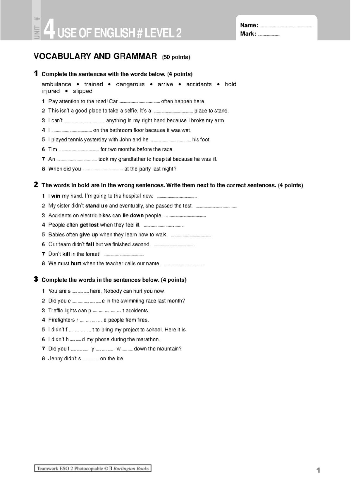 02Teamwork 2 Unit 4 L2 - Use of English & Standards Assessment - Studocu