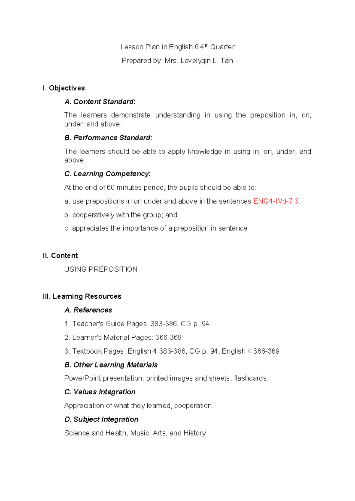 Lesson Plan in English 6 4th Quarter - Lesson Plan in English 6 4th ...