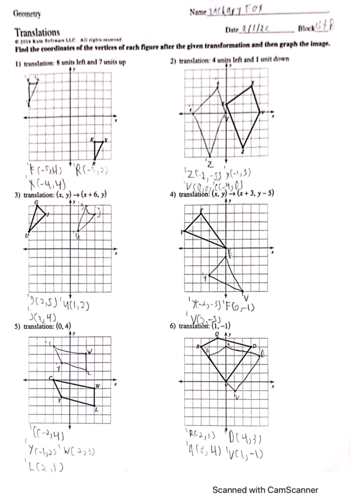 Geometry 1: Translation Exercises and Vertex Coordinates - Studocu