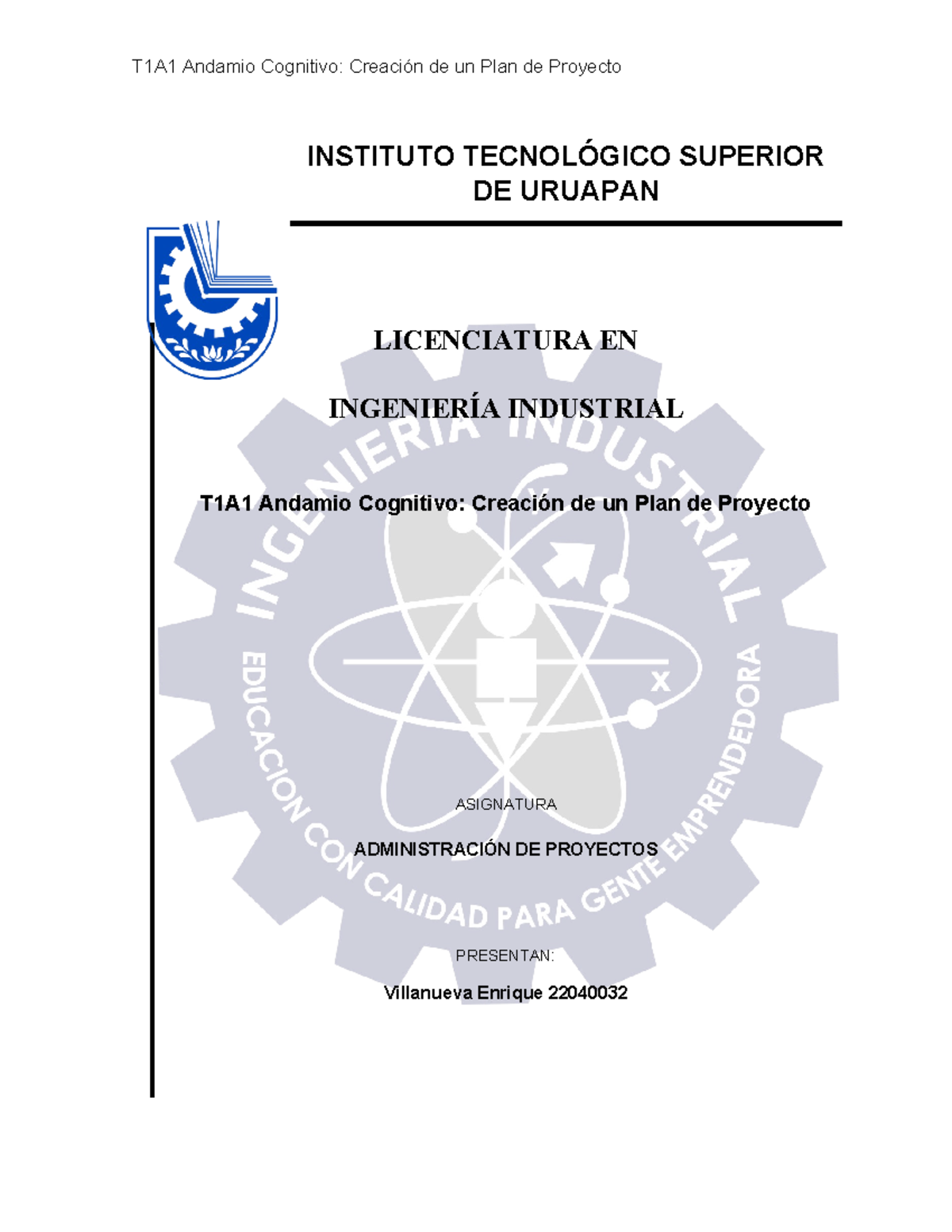 T1A1 22040032 - Creación de un Plan de Proyecto en Administración de ...