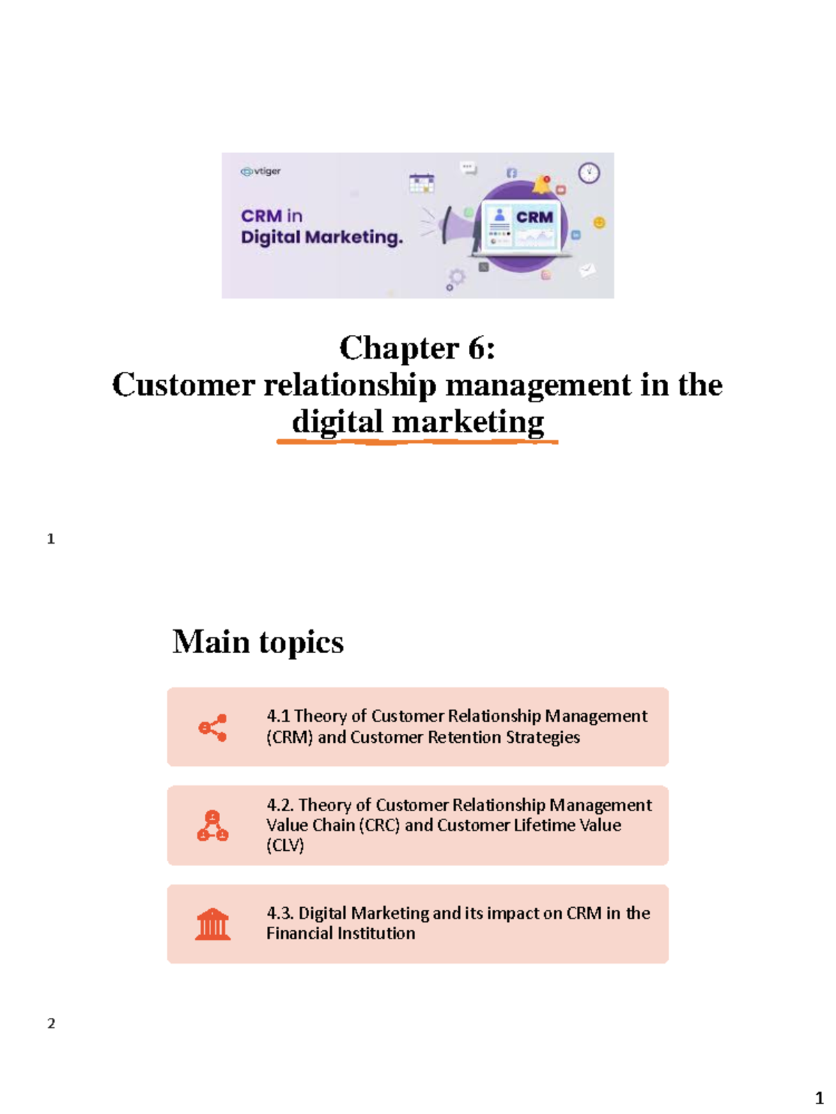 Chapter 6: CRM Strategies in Digital Marketing (Course Code: DHJVJJV ...