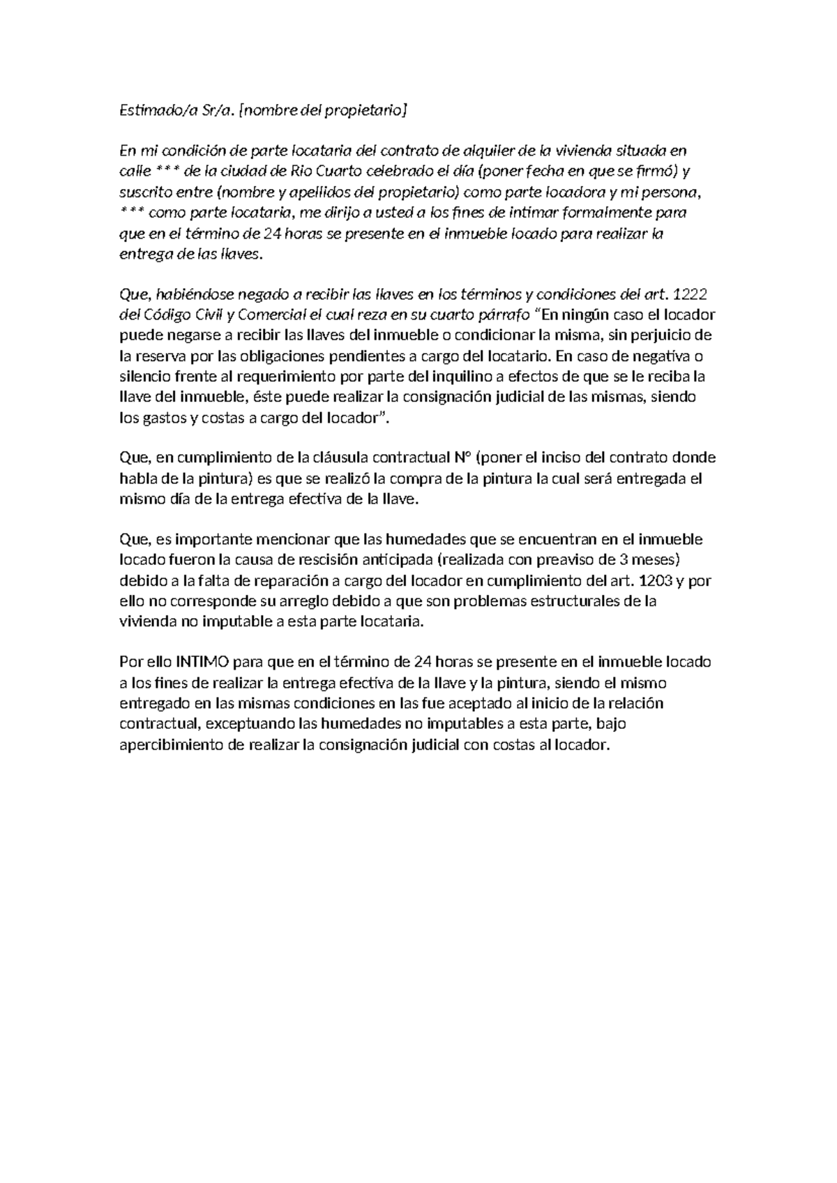 Modelo de Rescisión Contractual y Entrega de Llaves - C.D. - Studocu