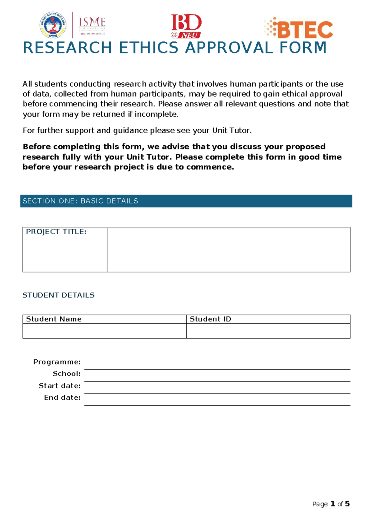 Research Ethics Approval Form for Human Participant Studies S2.2324 ...