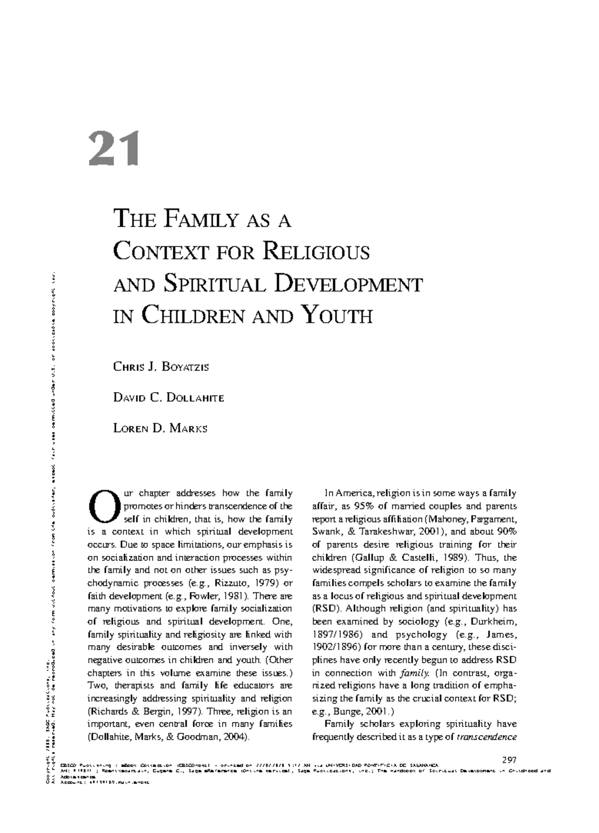 The Family as a Context for Religious and Spiritual Development ...