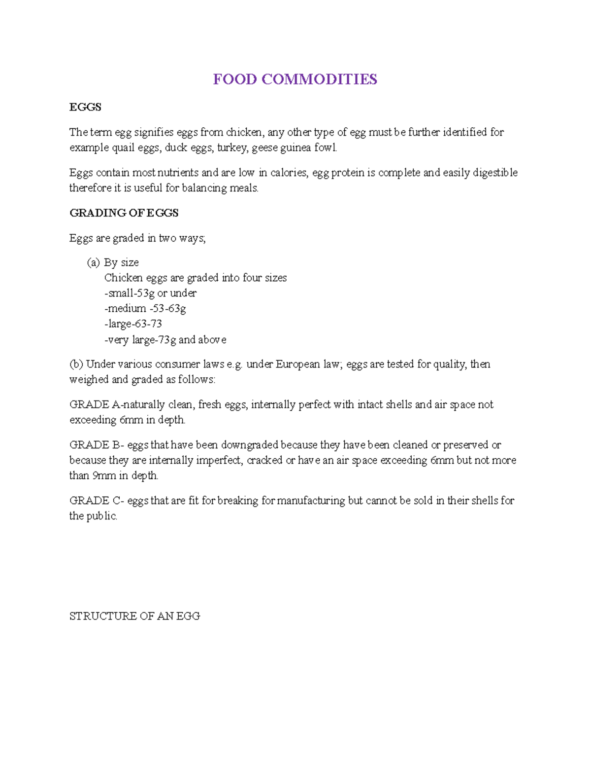 Food Commodities: Understanding Eggs and Meat Production - Studocu