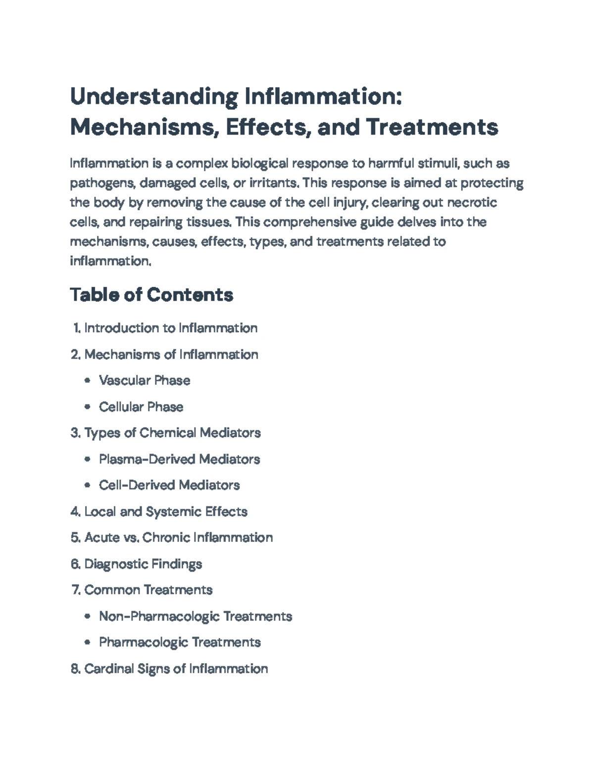 Inflammation Overview: Mechanisms, Phases & Effects (BIO 101) - Studocu