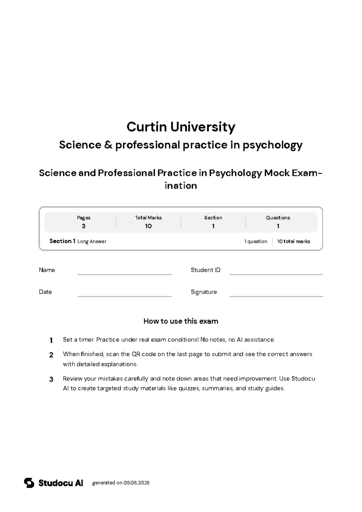 Psychology Mock Exam: Ethical Case Studies - Studocu