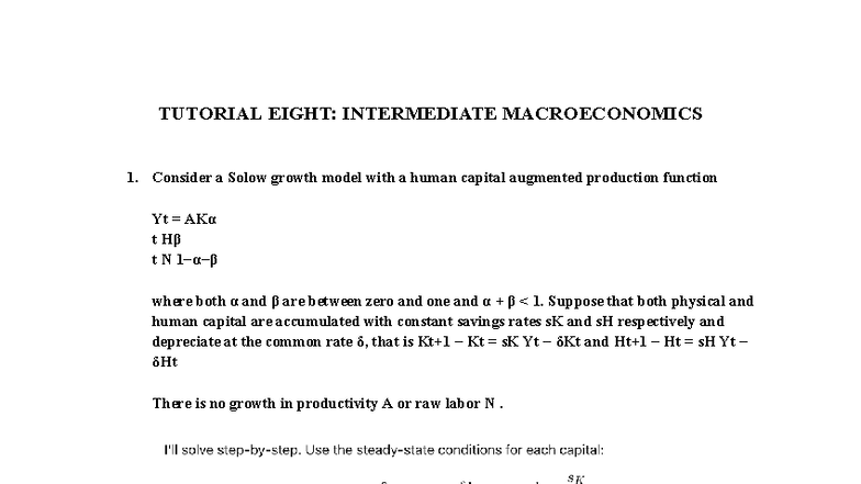 IM 8: Solow Growth Model with Human Capital Analysis - Studocu