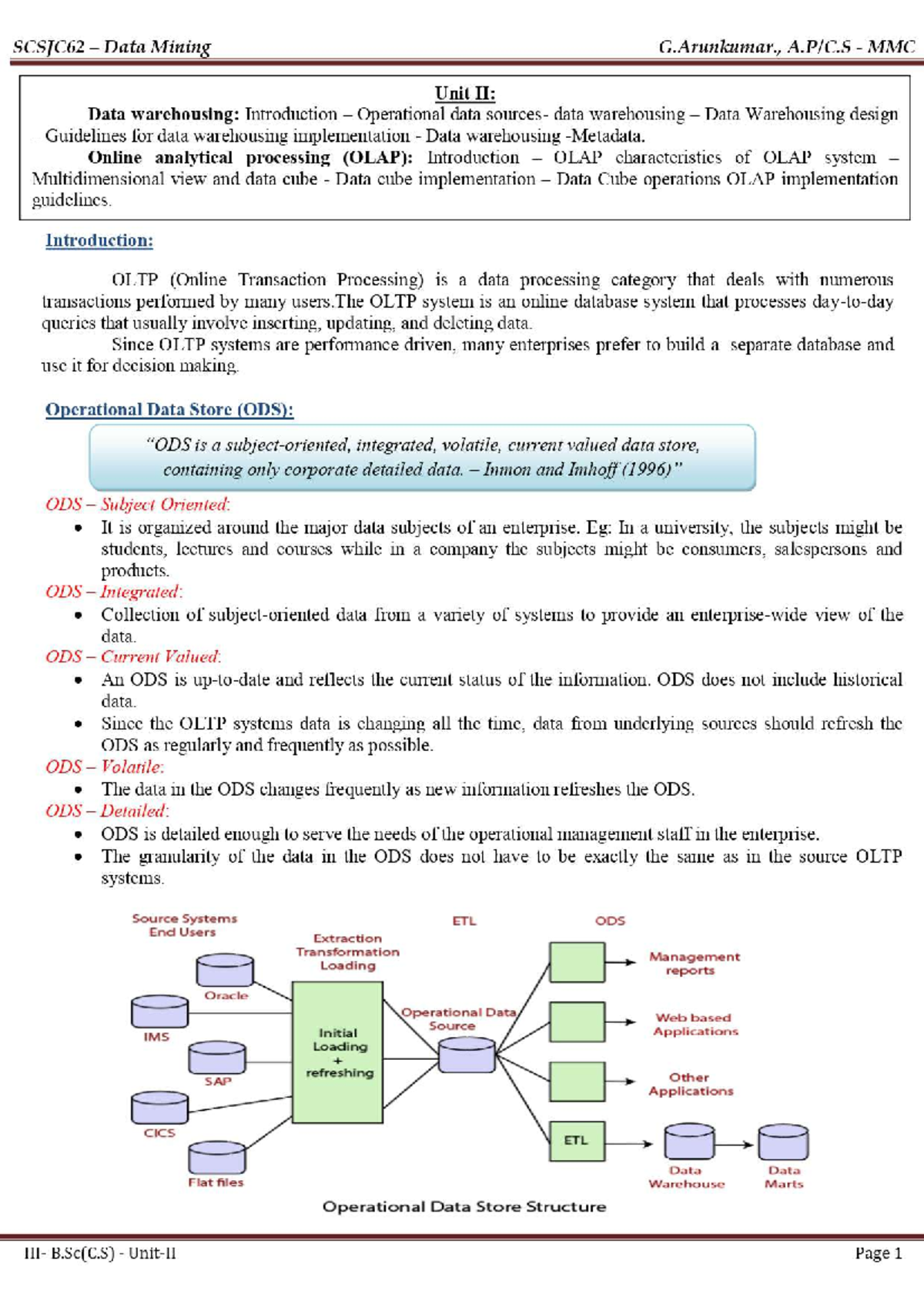 Unit-2 Data Mining AG - Usefull study it and use it - SCSJC62 Data Mining G., MMC Unit II: Data ...