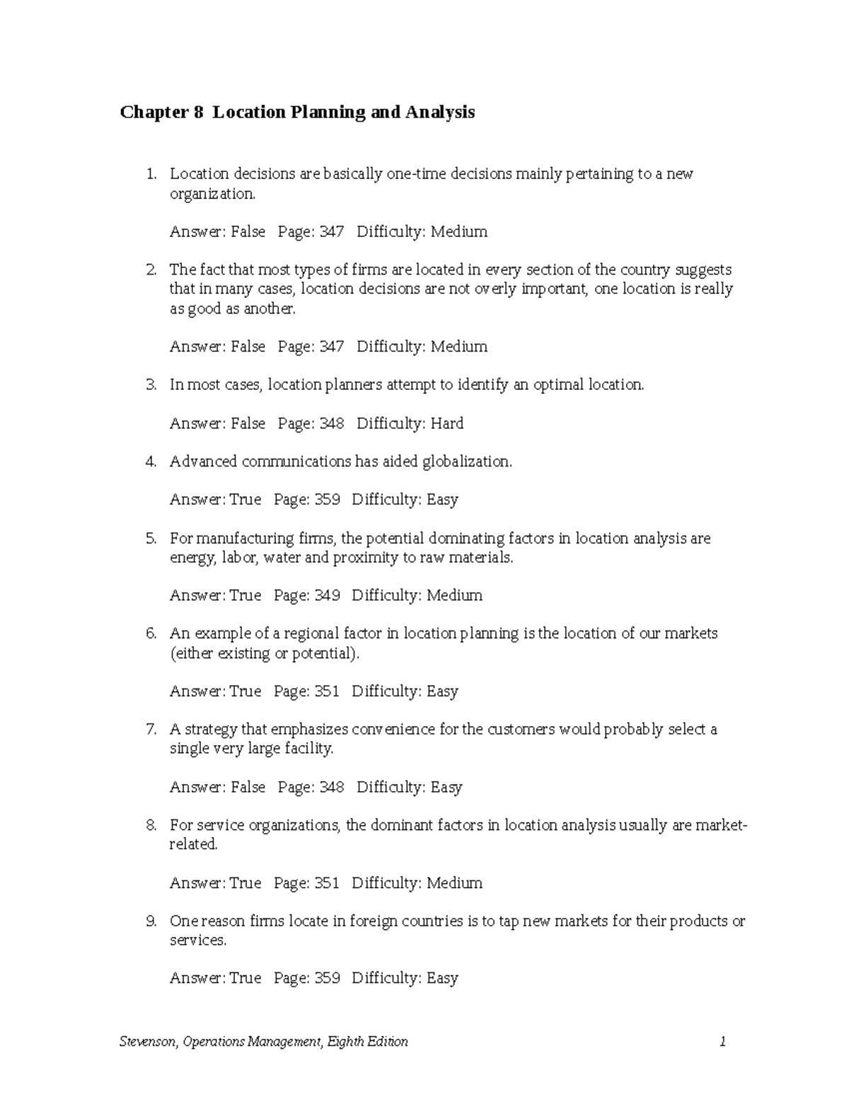 Operations Management Assignment Location Planning - Location decisions ...