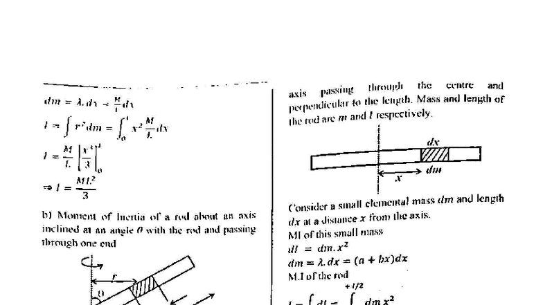 Moment of Inertia Formulas for Various Shapes - Physics 101 - Studocu
