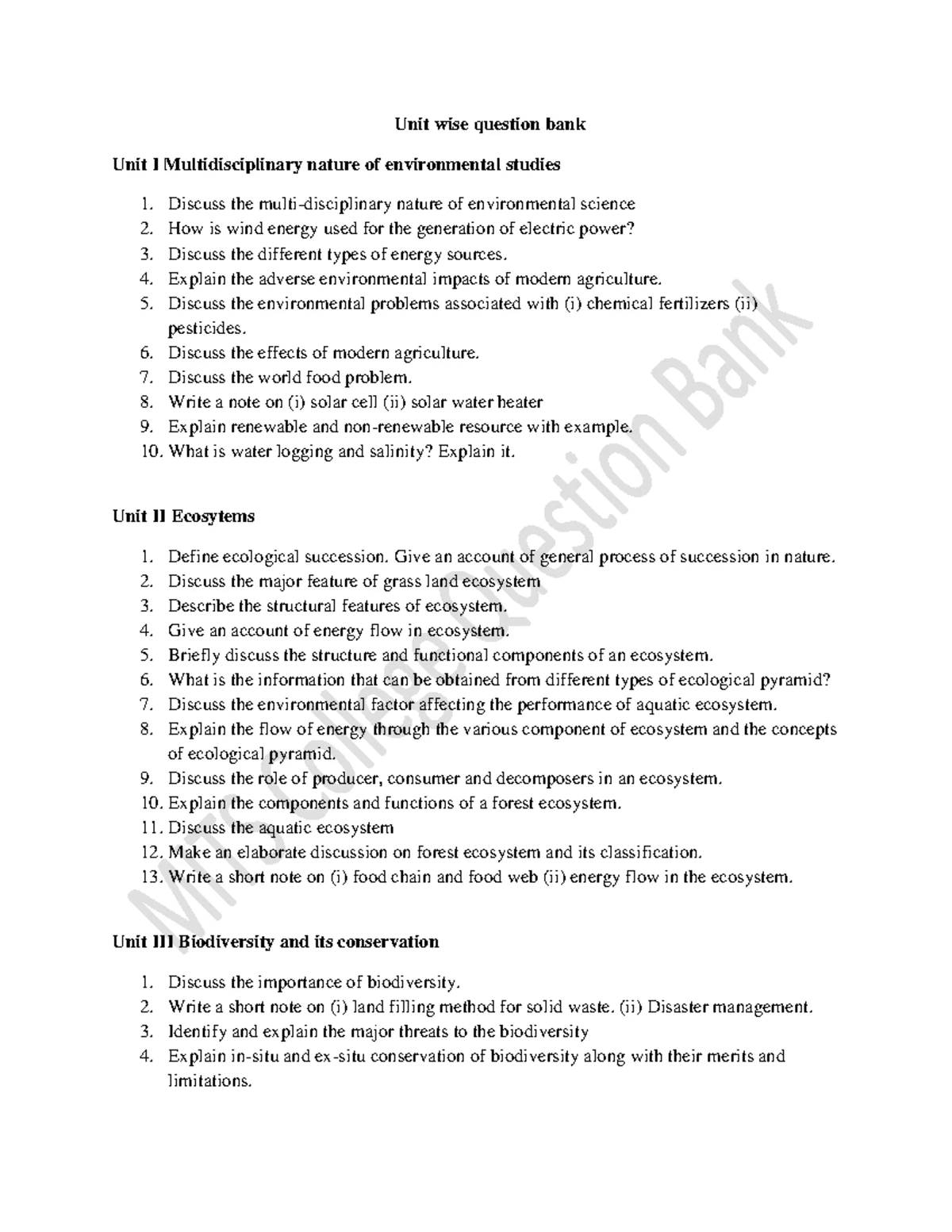 UNIT - II - Eco system - Lecture note for unit 2 - UNIT II: ECOSYSTEMS Concept of an ecosystem ...