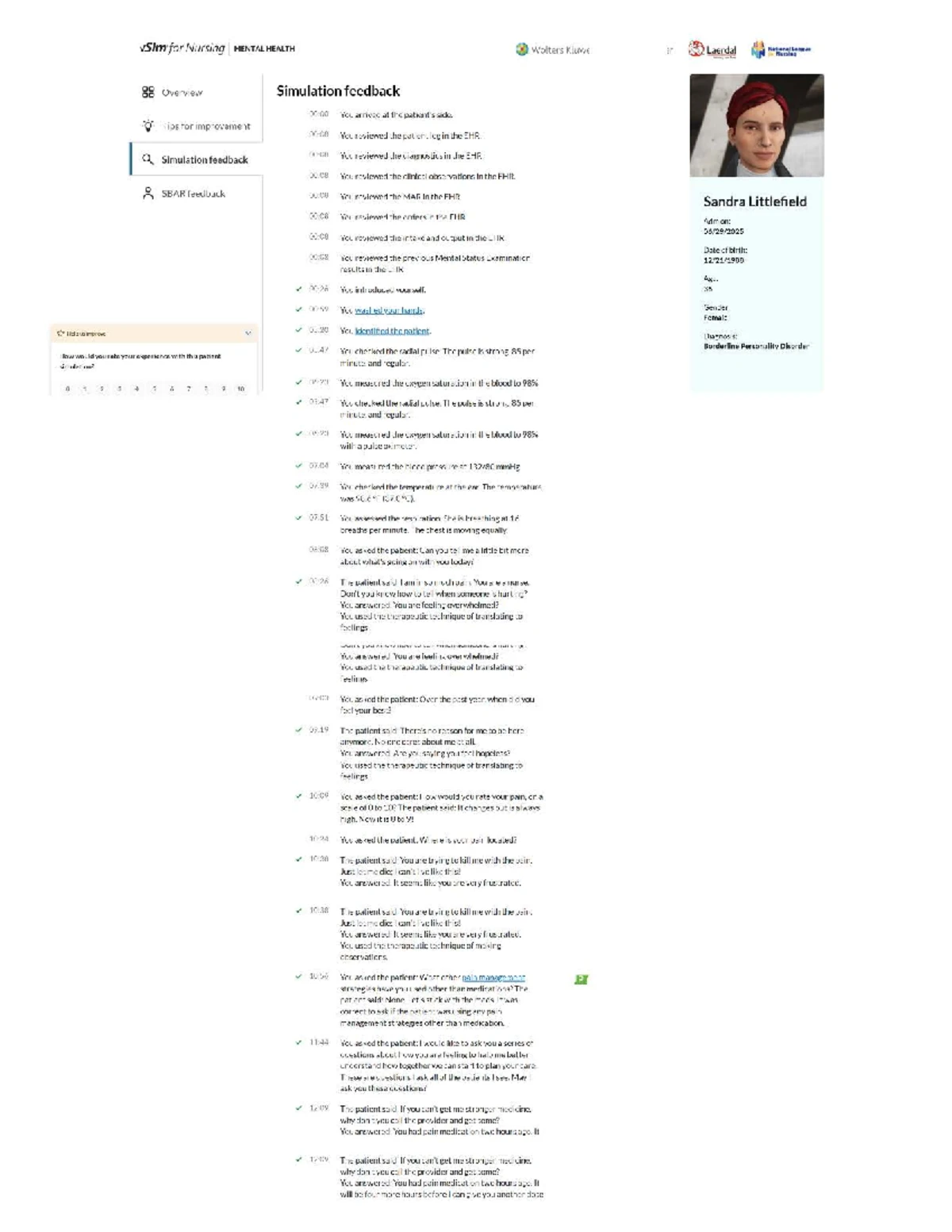 vSim for Nursing: SBAR Feedback & Improvement Tips (Medsurg) - Studocu