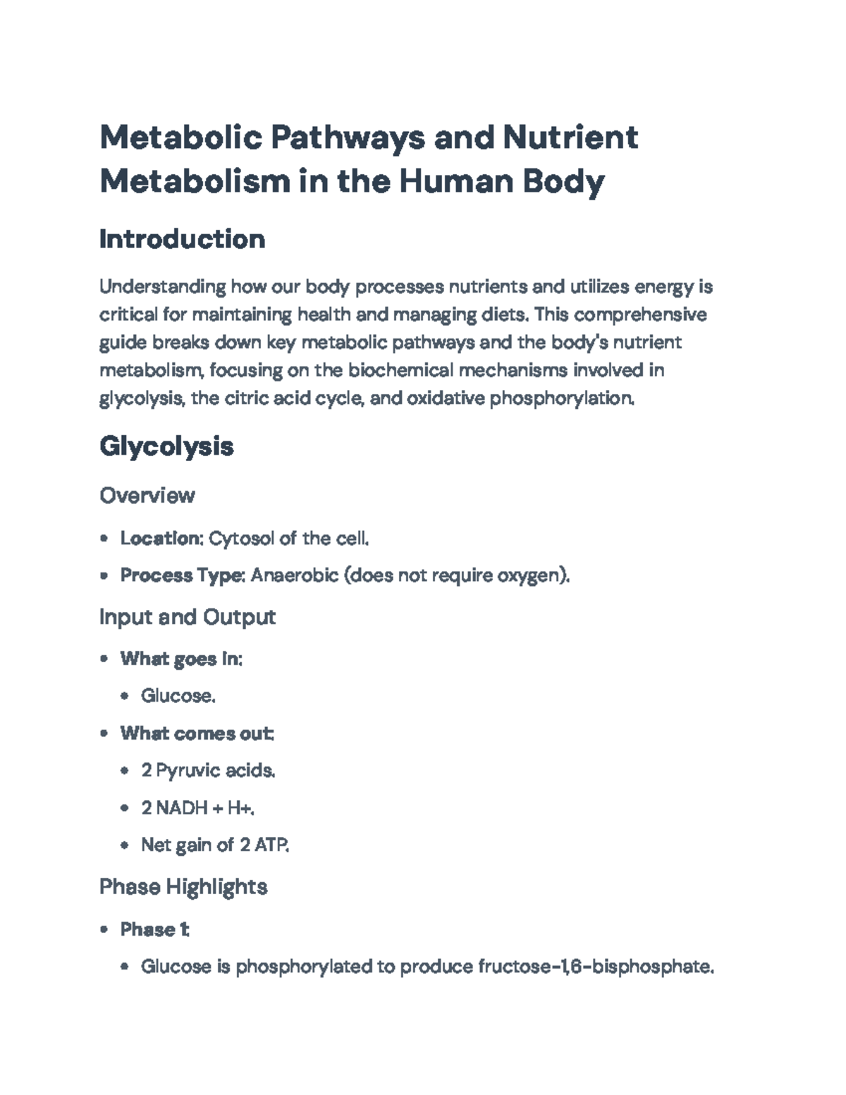Metabolic Pathways: Key Processes in Nutrient Metabolism (BIO 101 ...