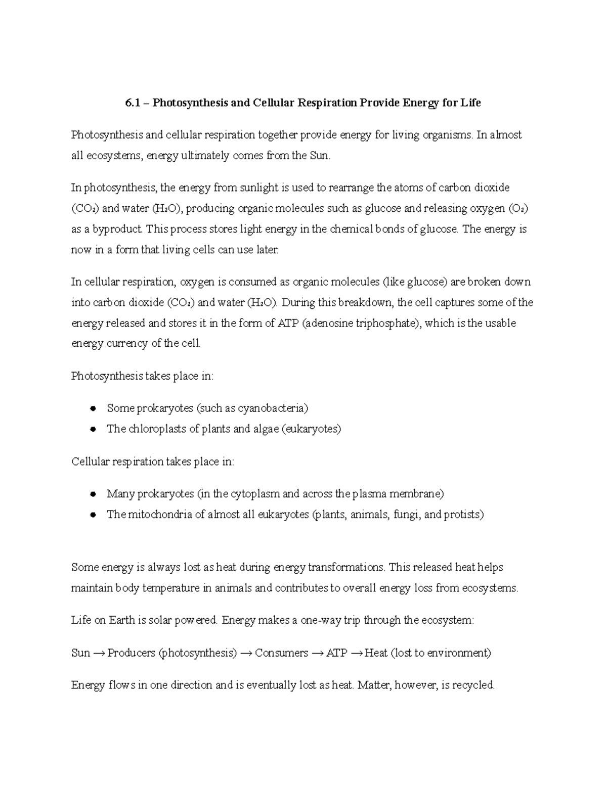 Chapter 6 Quiz 1-2: Photosynthesis & Cellular Respiration Insights ...