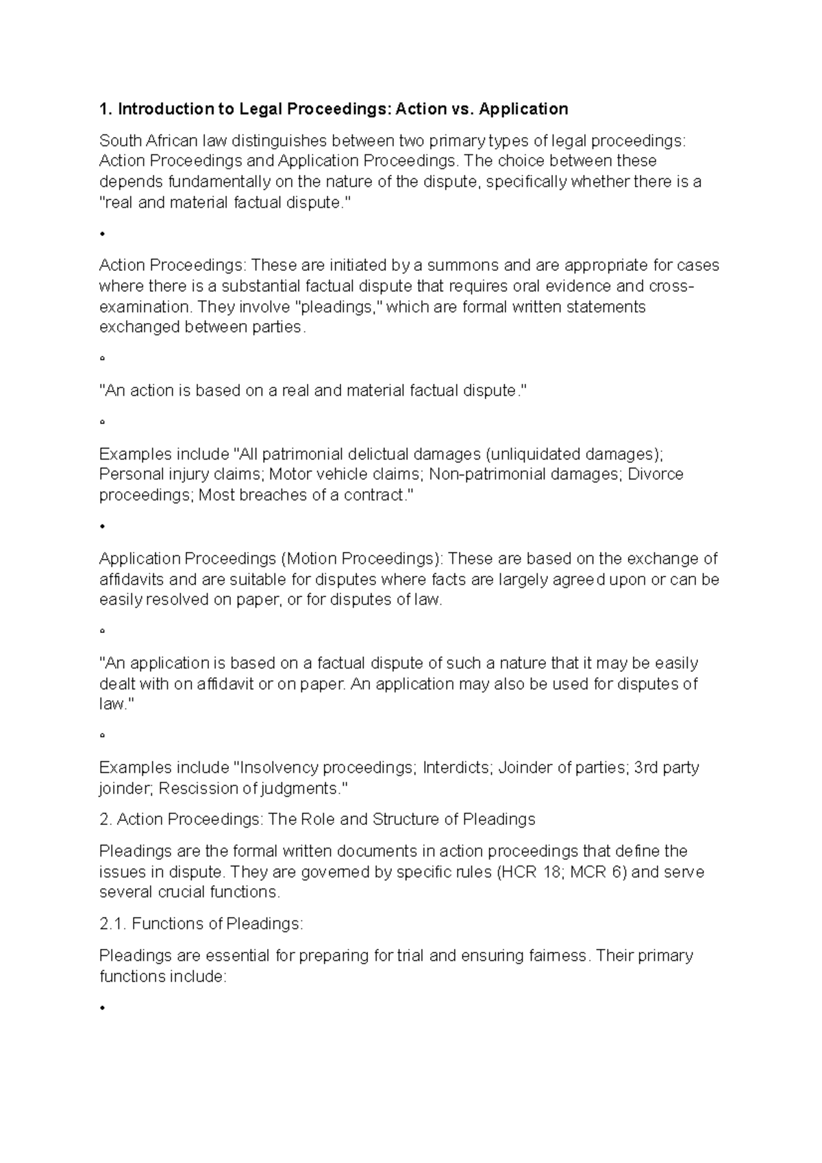 Legal Proceedings in South Africa: Action vs. Application (LAW 101 ...