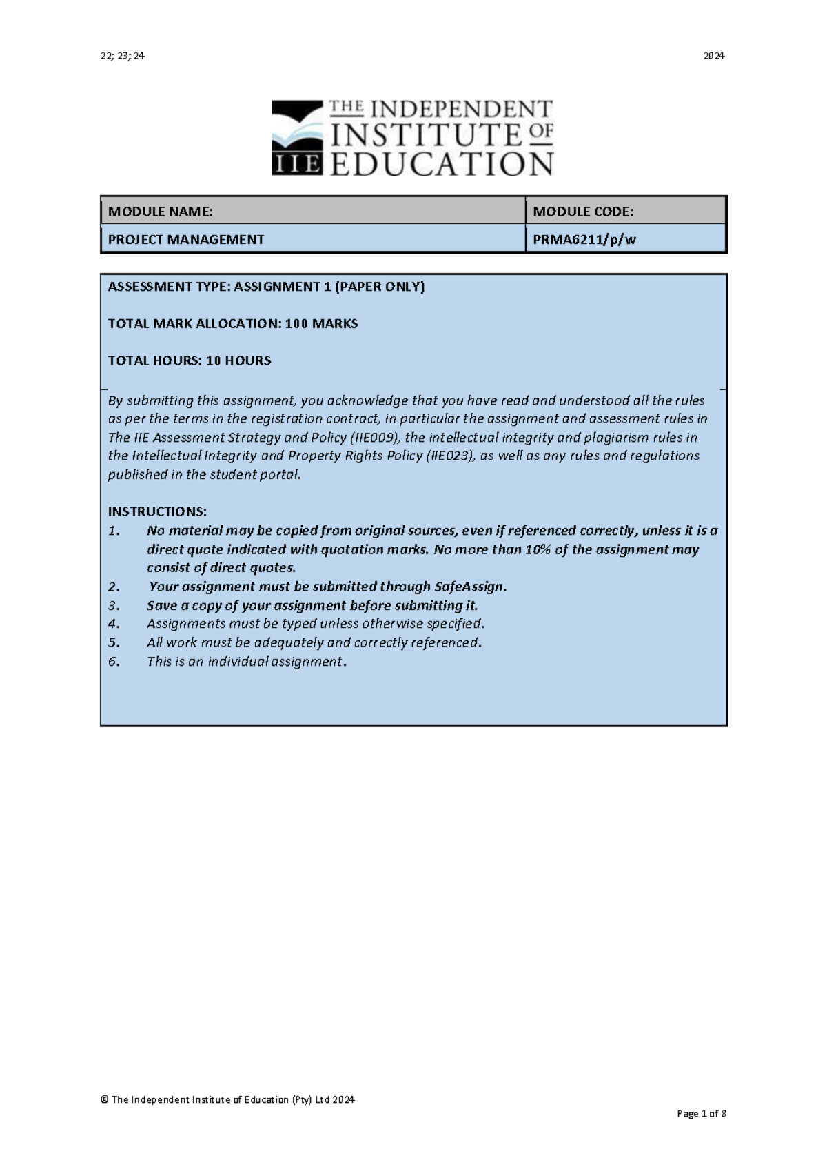 PRMA6211w A1 - Project Management Assignment on AWS Kennels Revamp ...