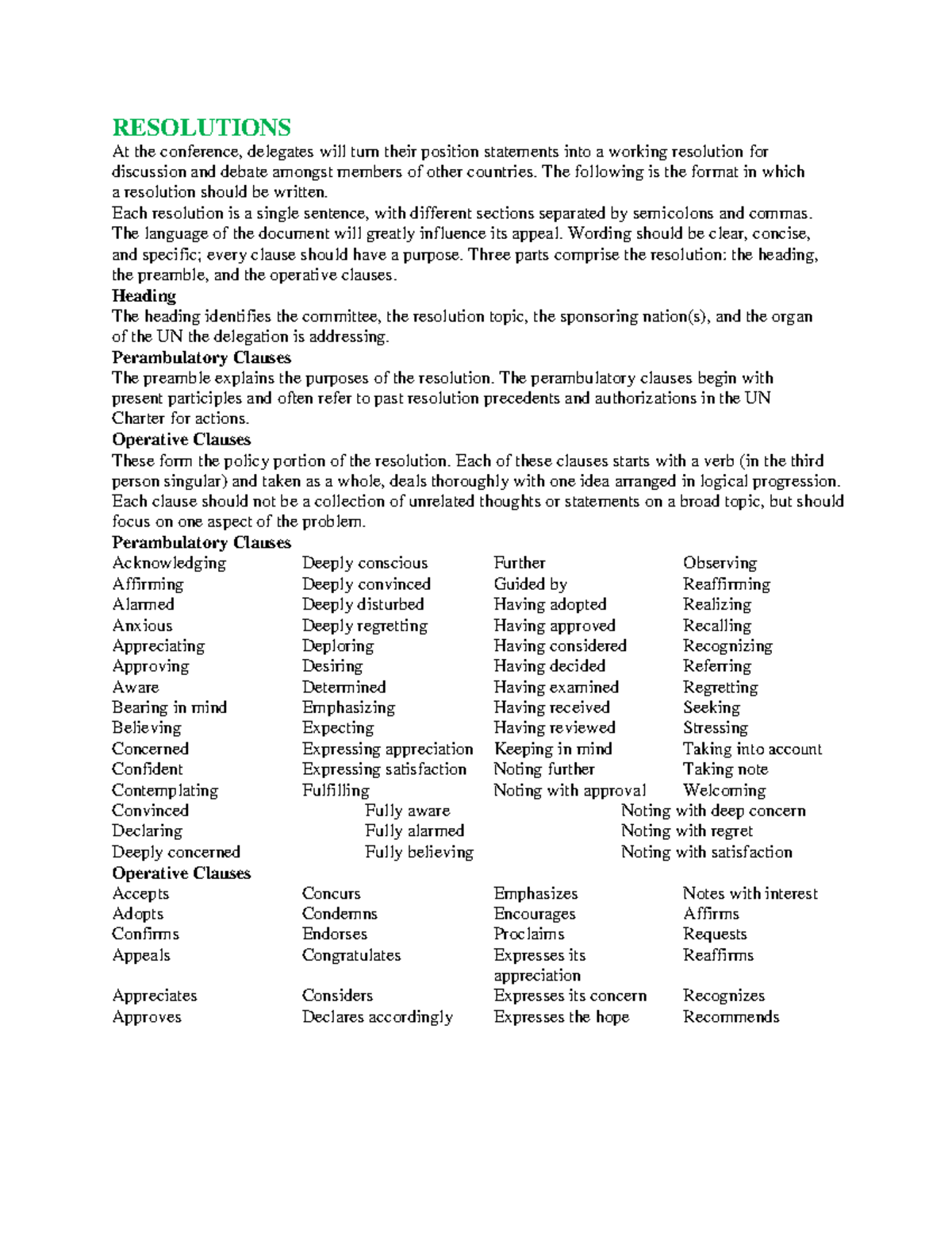 UN Resolutions Draft - Protecting Human Rights in Armed Conflict - Studocu