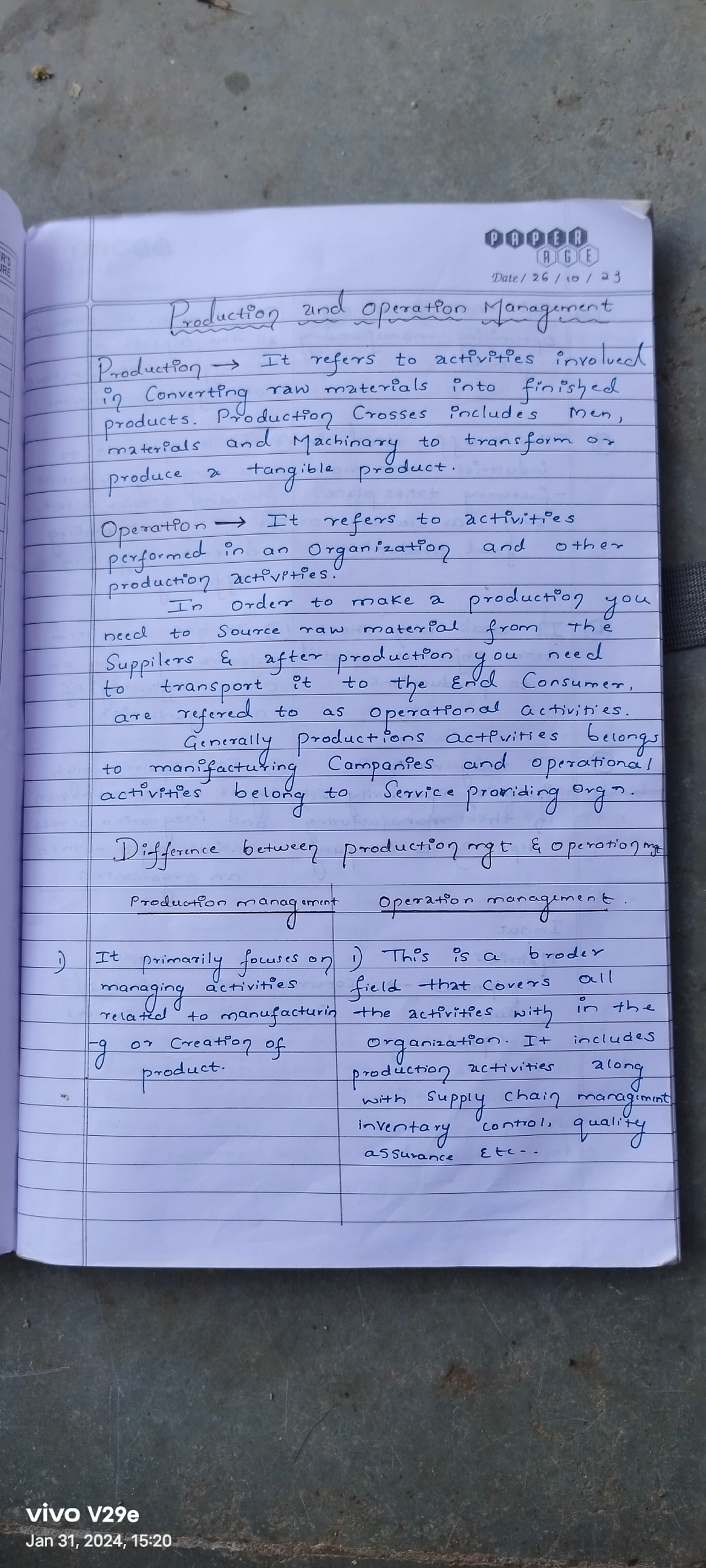Production and Operations Management POM BBA 5th Sem. Notes - Studocu