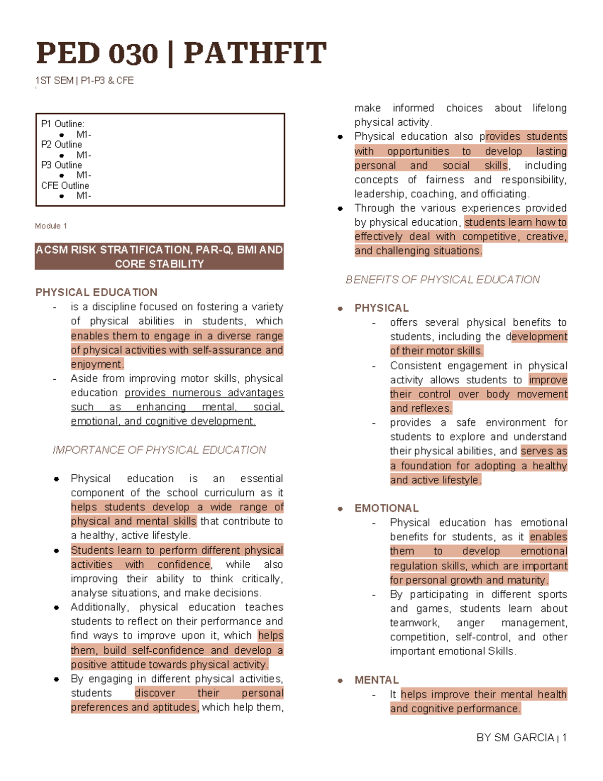 PED 030 1ST SEM - Comprehensive Review of Physical Education Concepts ...