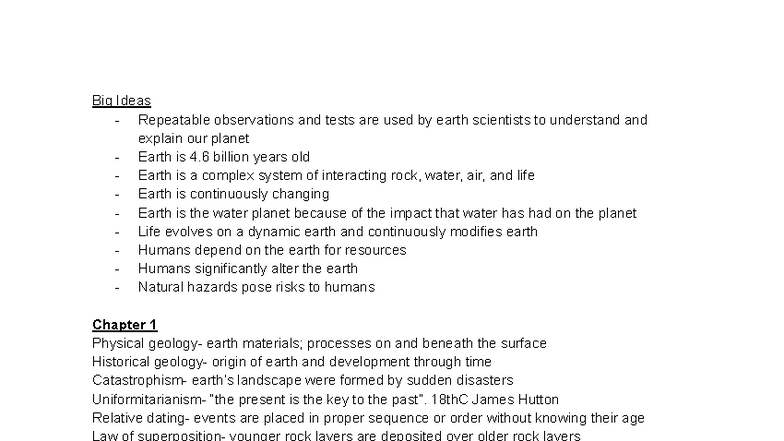 Anatomy of the Earth: Key Concepts and Processes in Geology - Studocu