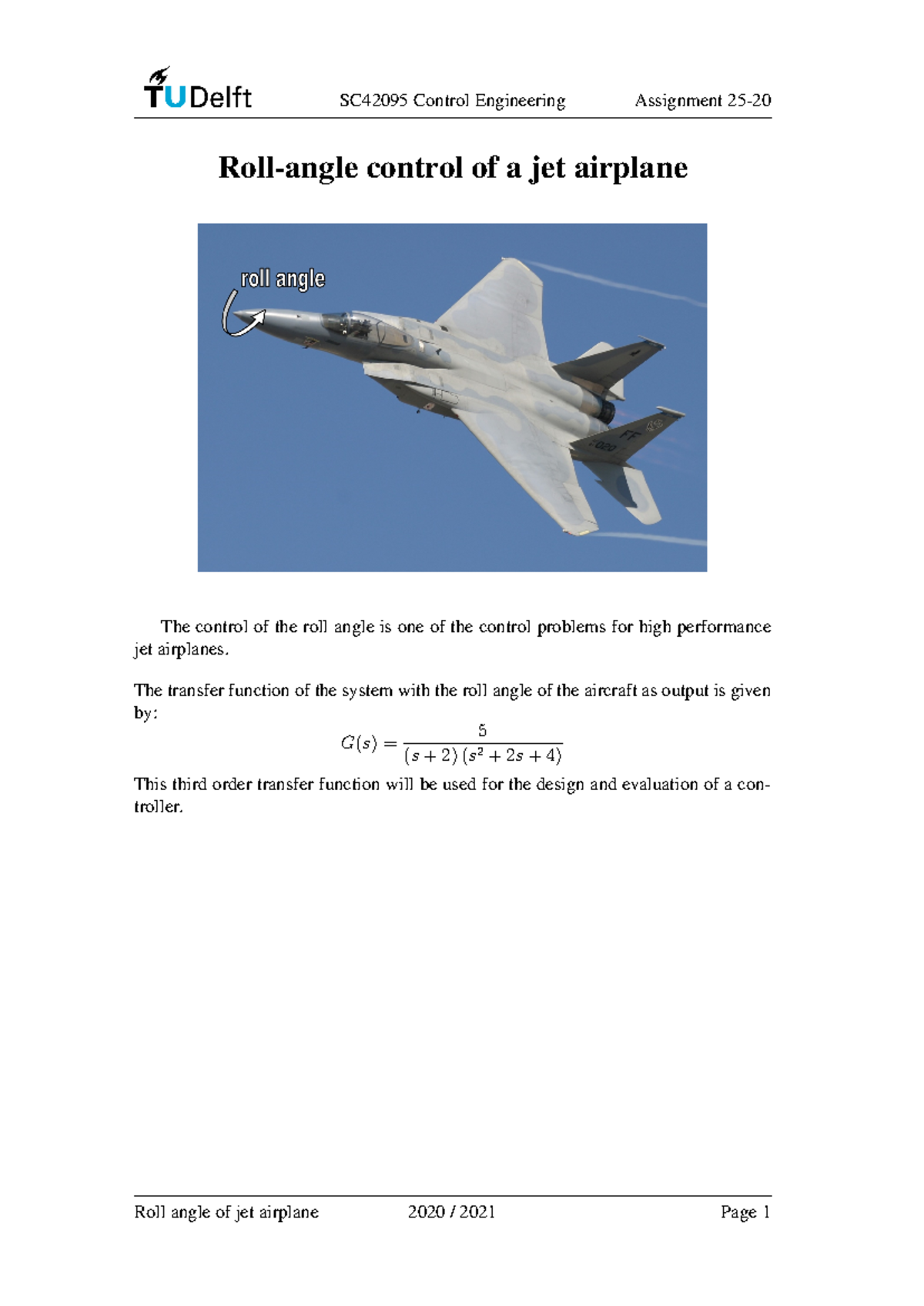 Control System Analysis of Aircraft Roll Angle (ASSN 25-20) - Studeersnel