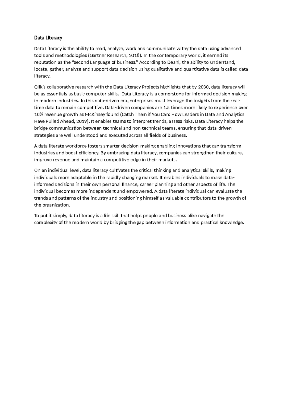 Data Literacy: Essential Skills for Modern Decision Making - Studocu