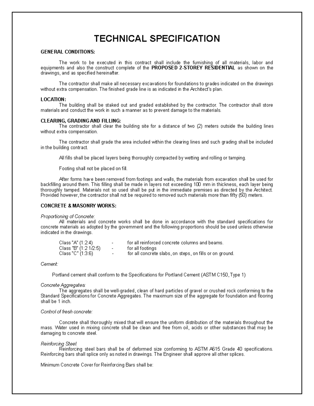 Specification - for assignment - TECHNICAL SPECIFICATION GENERAL ...