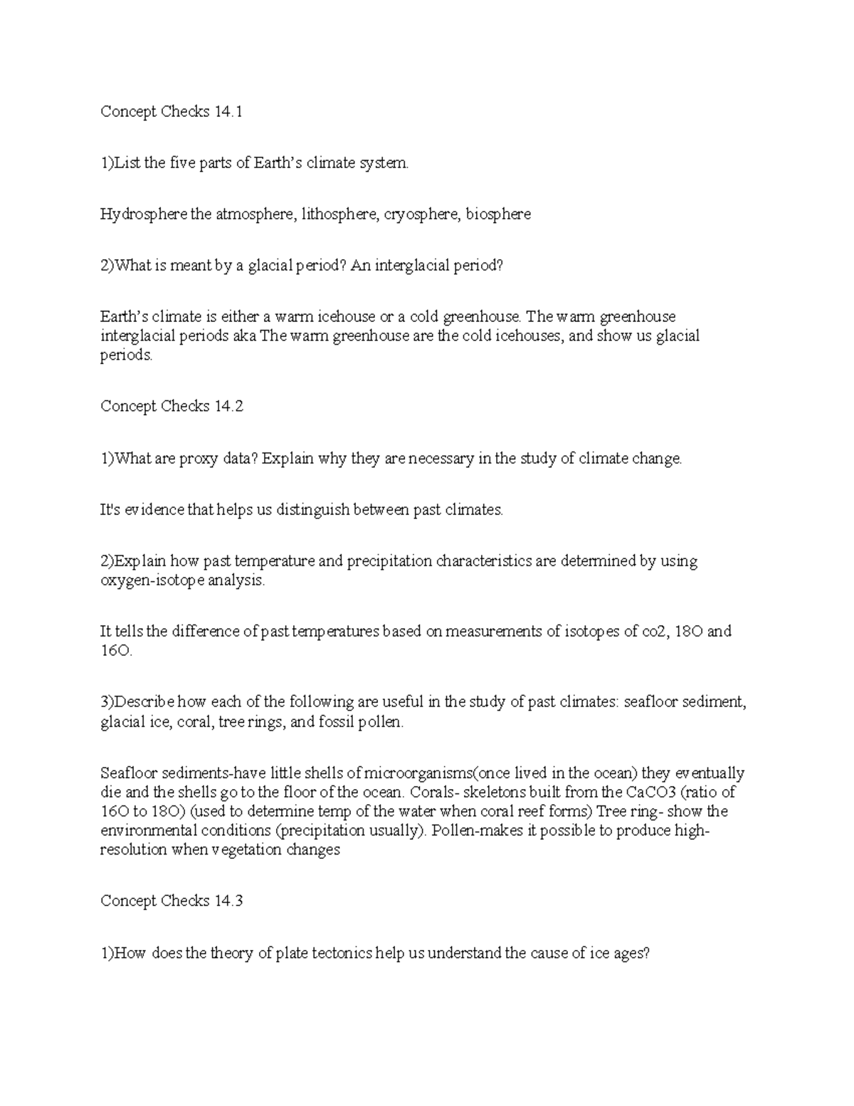 Weather and climate pearson plus concept check 14 - Concept Checks 14 ...