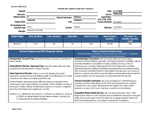 NURS 223L - Psychiatric Nursing Care Plan - PSYCHIATRIC NURSING CARE ...