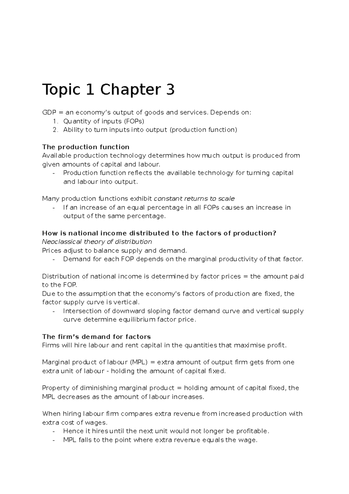 Econ 211 Chapter 3 & 7 Textbook Study Notes on GDP and Economic Growth ...