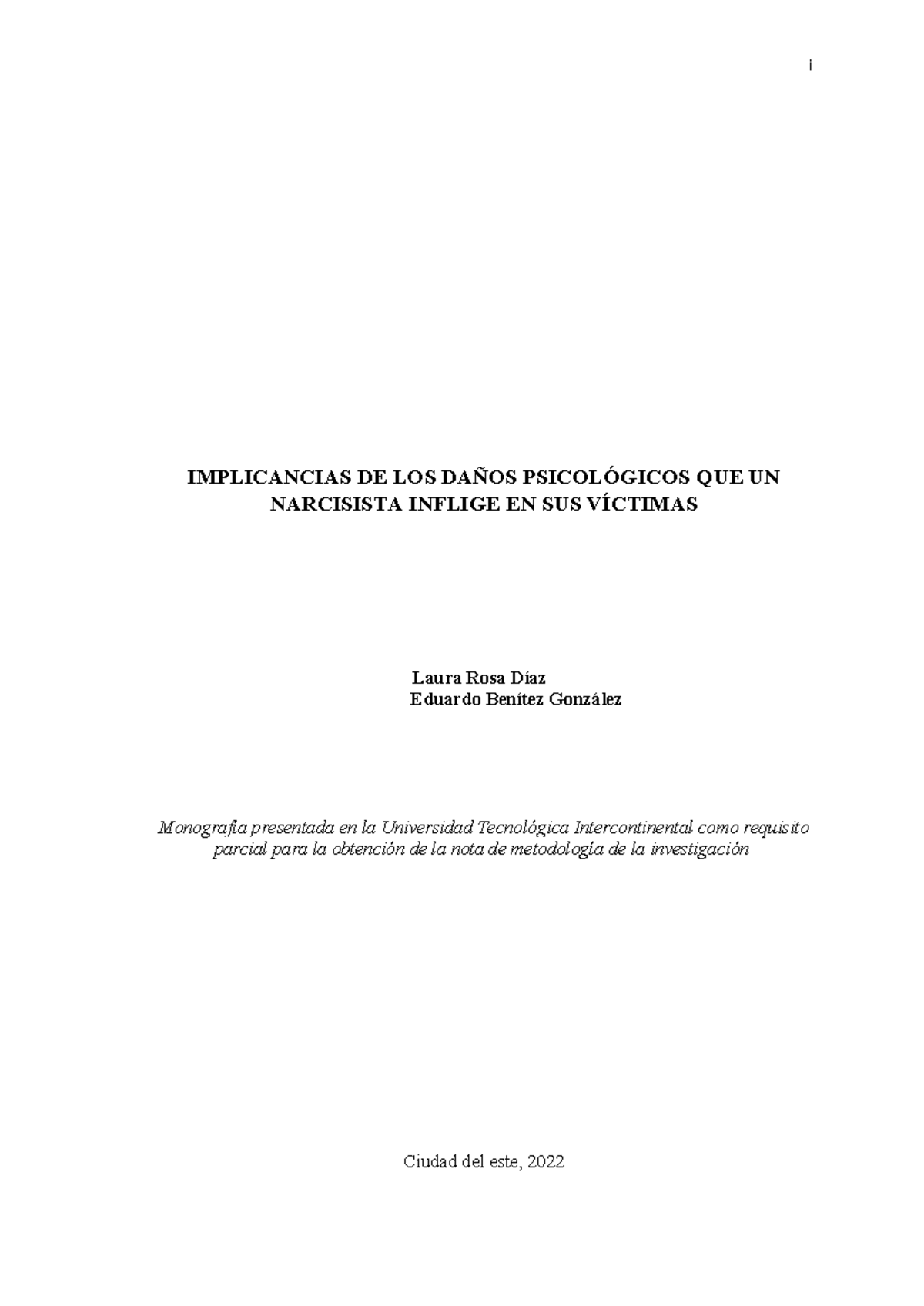 Implicancias de los Daños Psicológicos de un Narcisista - Monografía ...