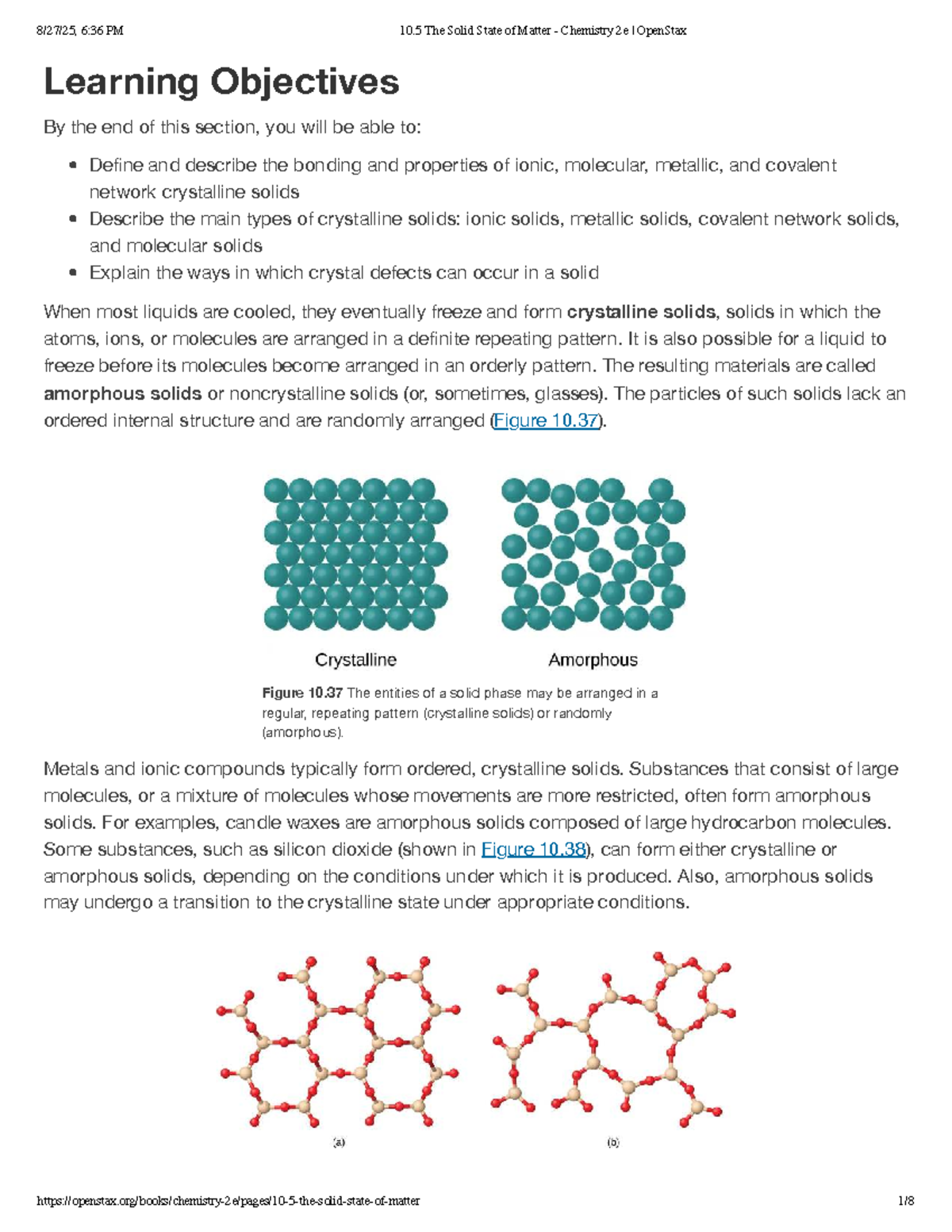 The Solid State of Matter: Crystalline vs Amorphous Solids - Chem 2e - Studocu