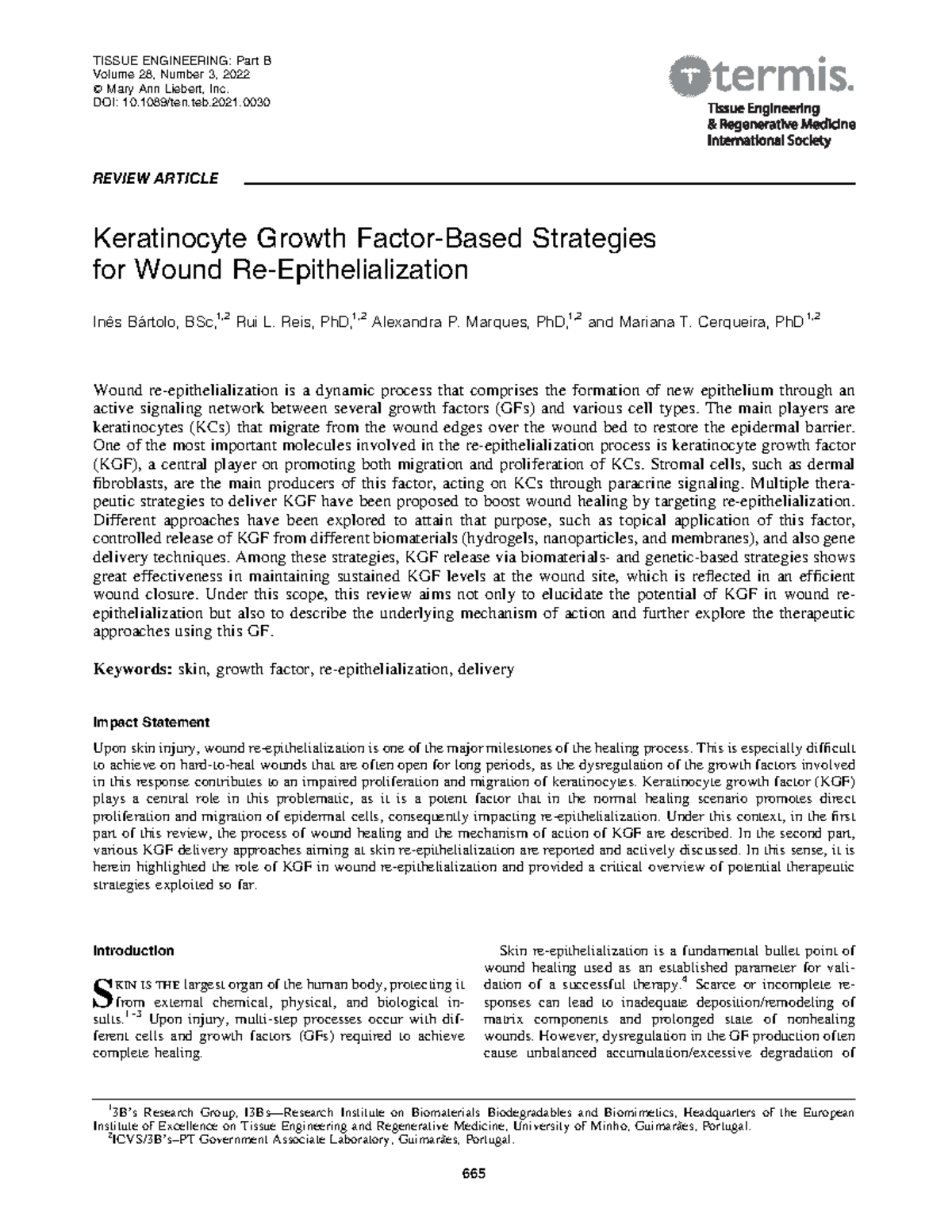 Strategies for KGF in Wound Re-Epithelialization: A Review (TISSUE ENGR ...