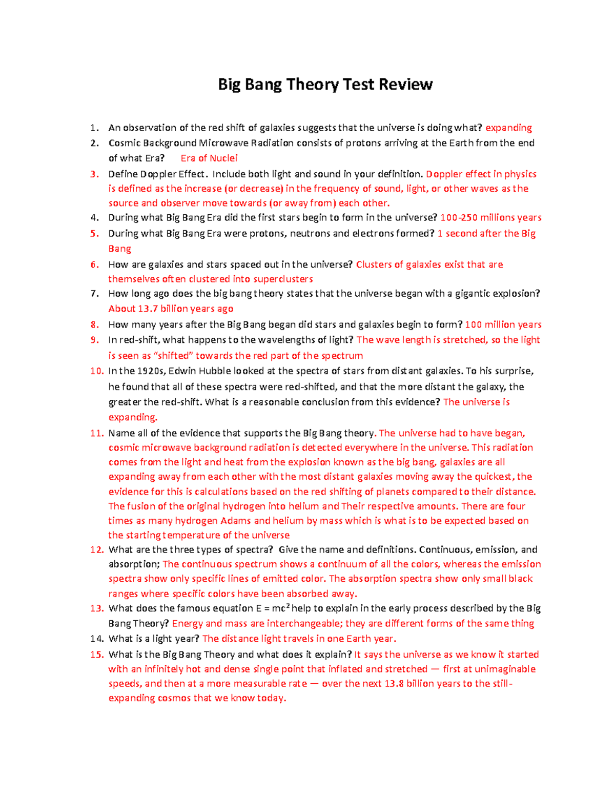 Big Bang Theory Test Review: Key Concepts and Evidence Explained - Studocu