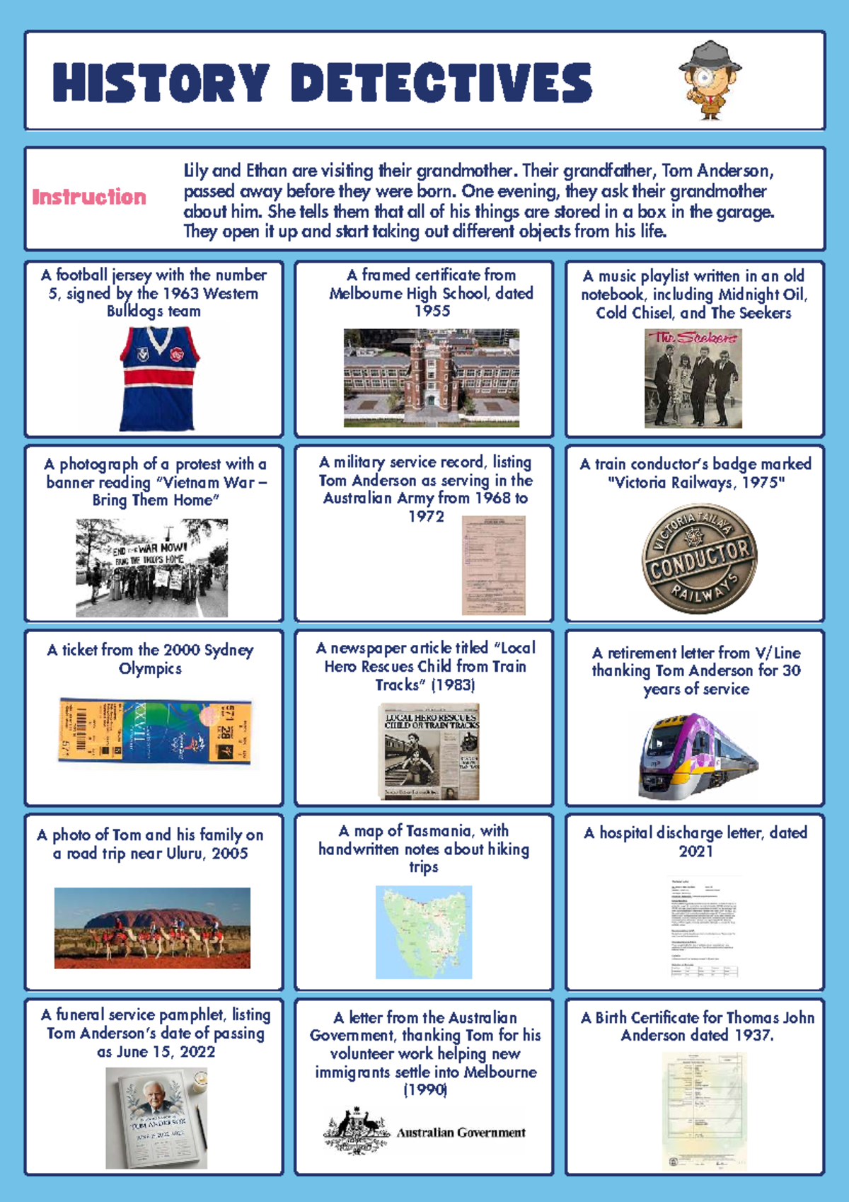 HIST 101: History Detectives - Worksheets on Tom Anderson's Life - Studocu