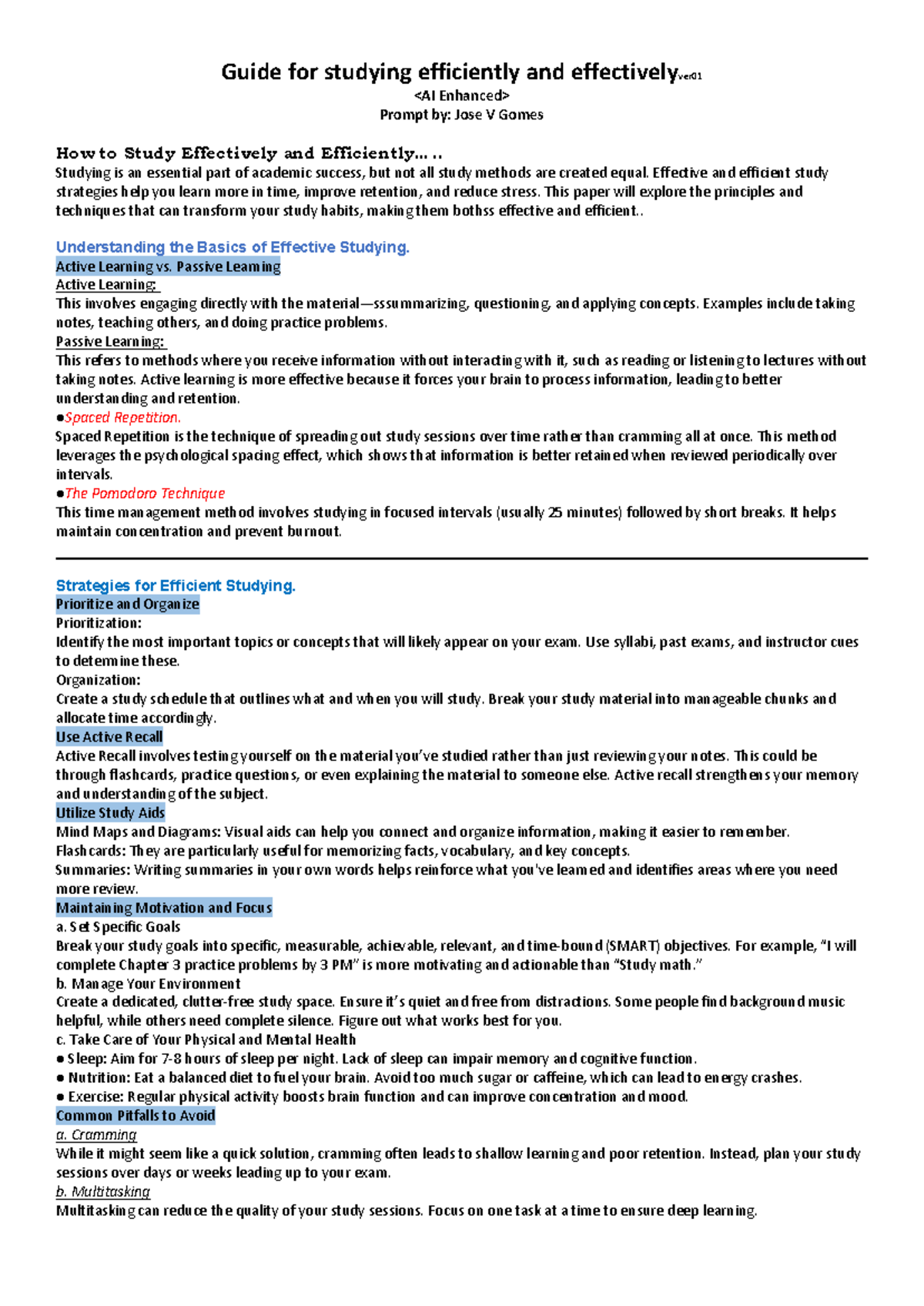 Effective Study Strategies: A Comprehensive Guide (Guide 01) - Studocu