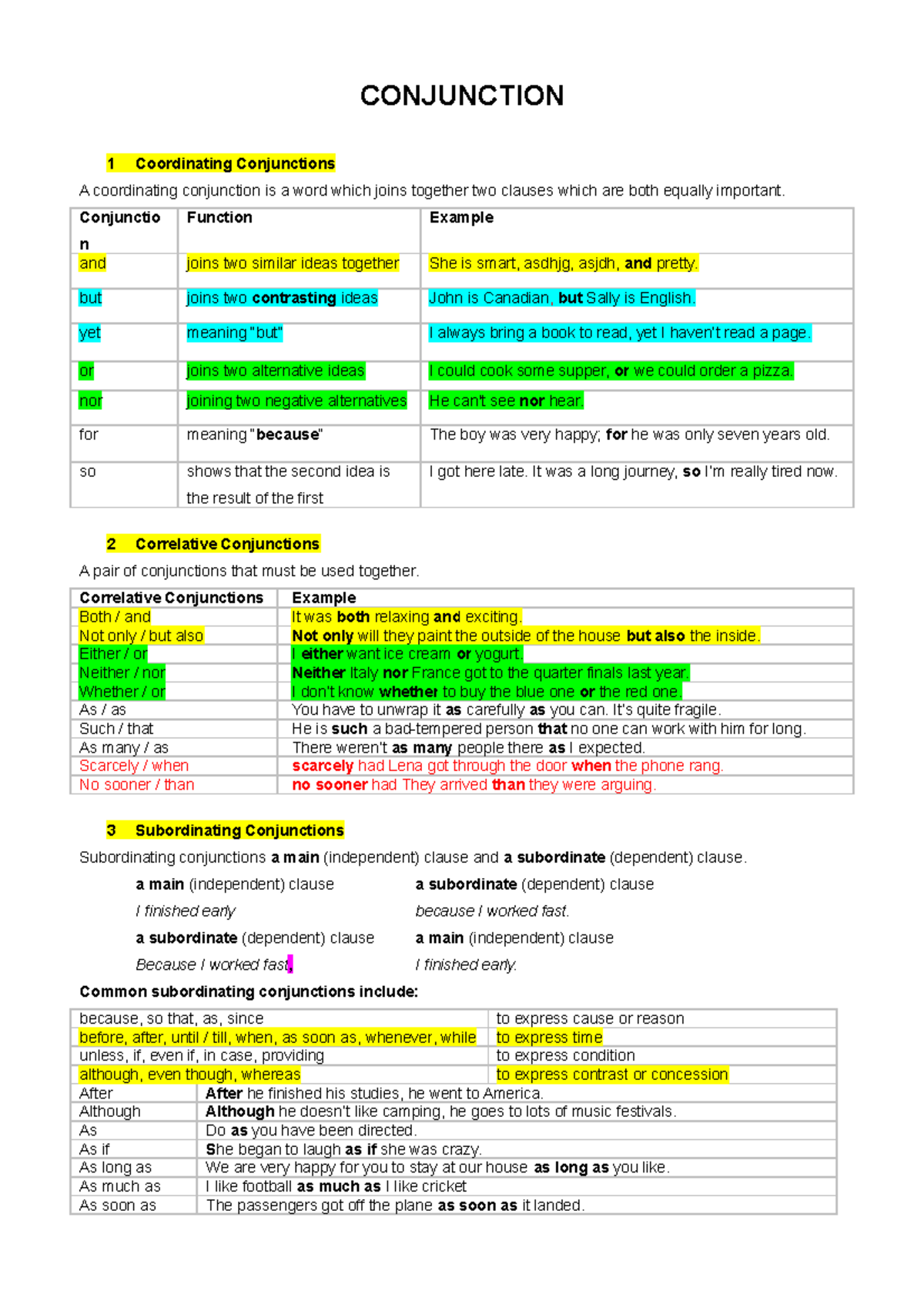 006-Conjunctions - Lecture notes 1 - English - Studocu