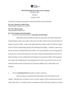 HUM 102 Module Two Project Proposal Template - Part One: Choose the ...