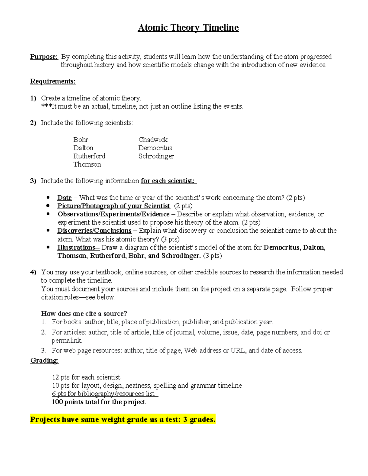 Atomic Theory Timeline Project (SCI101) - Key Figures & Concepts - Studocu