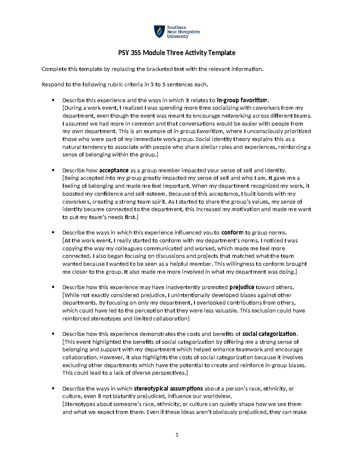 PSY 355 Module Three Activity Completed - PSY 355 Module Three Activity ...