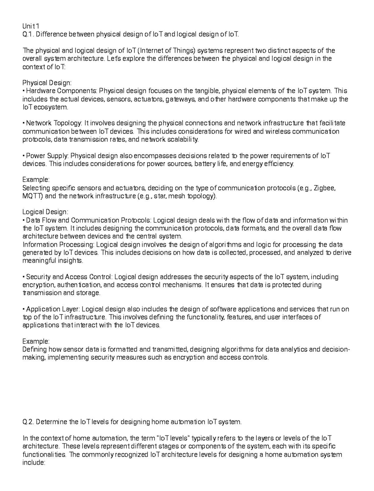 IoT T-1: Differences in Physical and Logical Design of IoT Systems ...