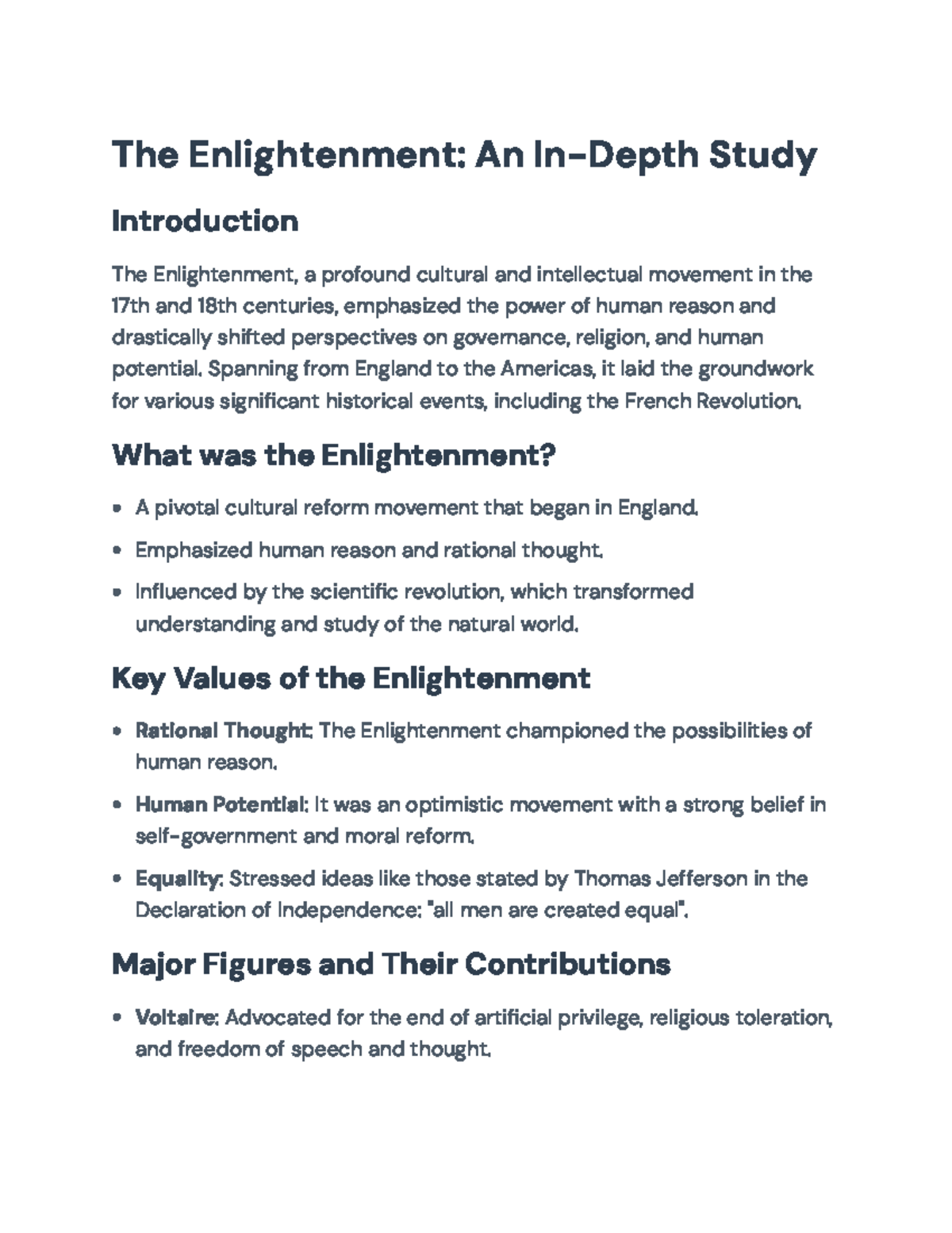 The Enlightenment: Key Concepts, Figures, and Contradictions (HIST101 ...