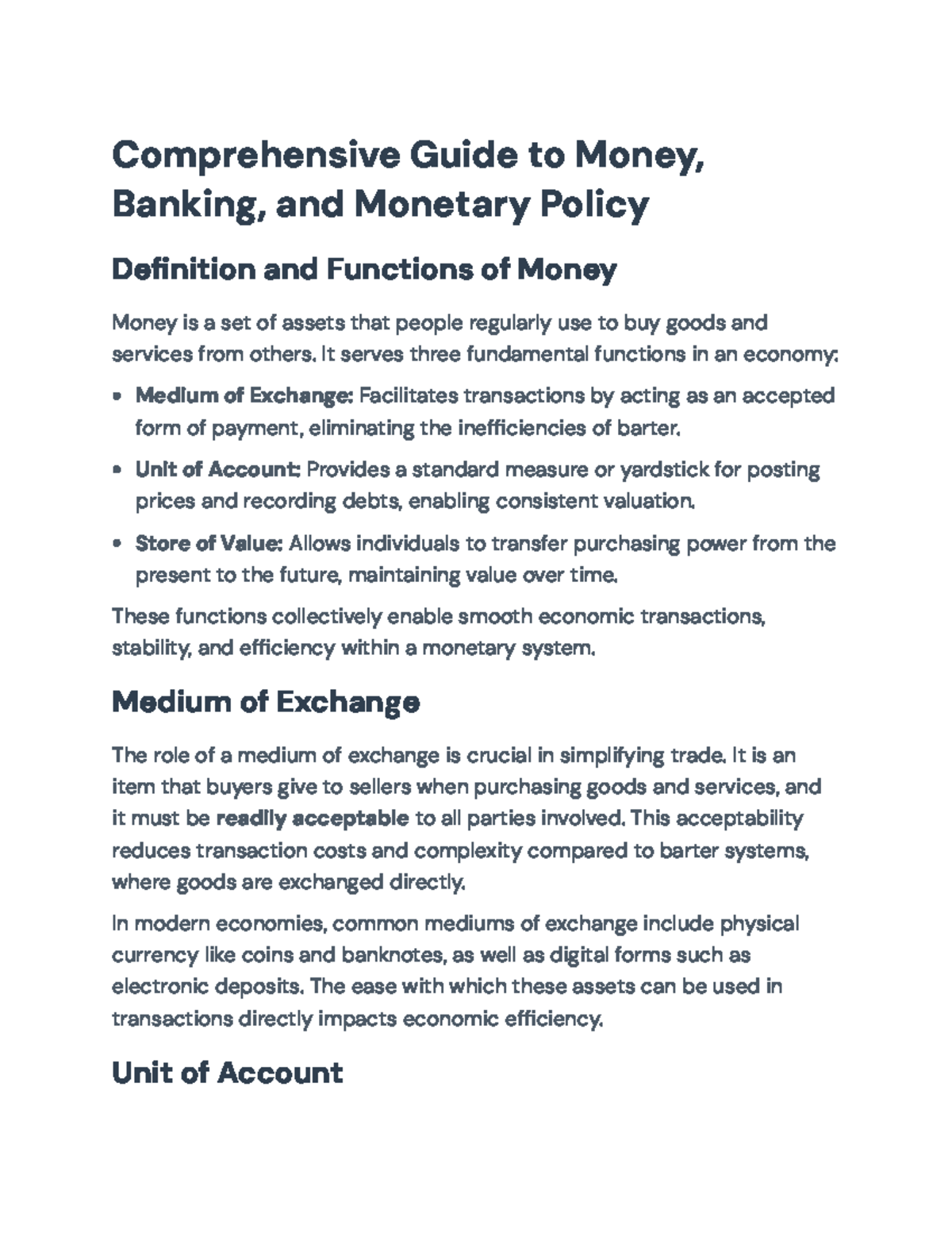 Comprehensive Guide to Money, Banking, and Monetary Policy (FIN 302 ...