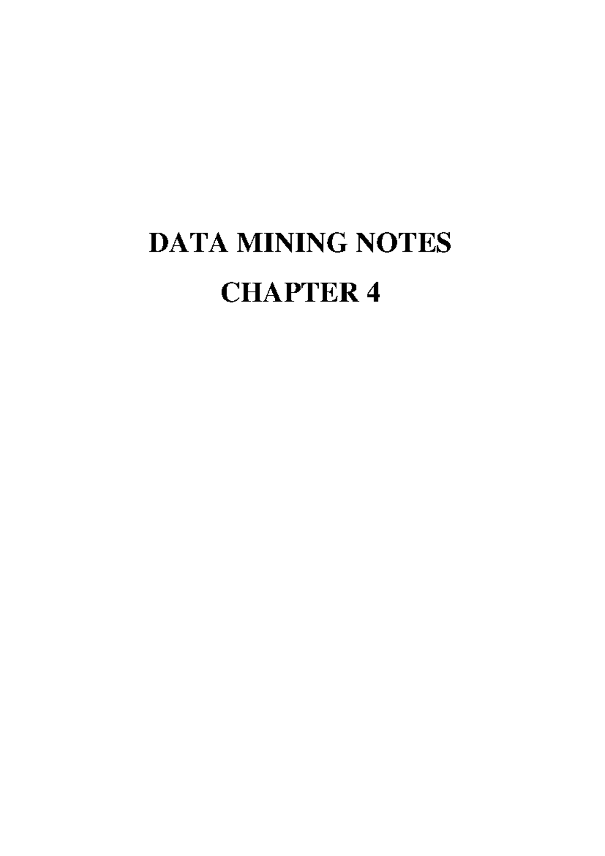 Data Mining: Chapter 4 - Cluster Analysis and Methods Overview - Studocu