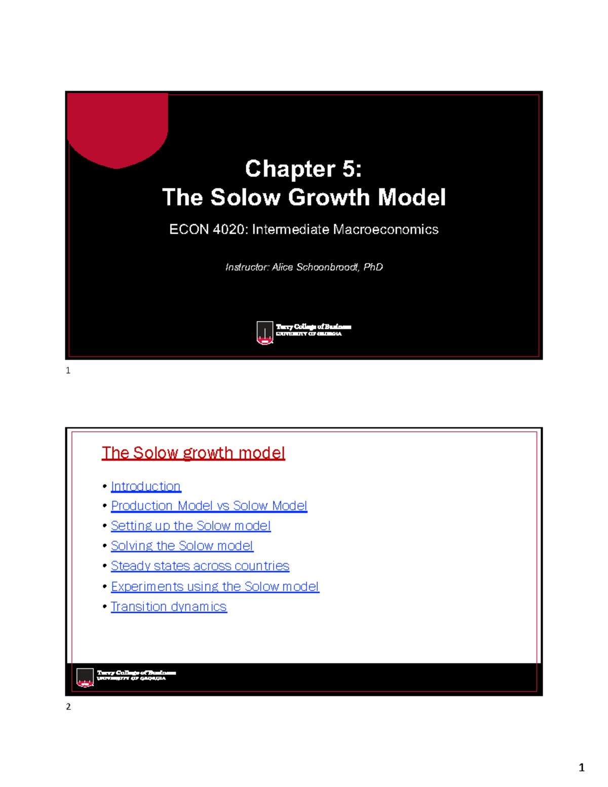 Chapter 5: The Solow Growth Model - ECON 4020 Lecture Notes - Studocu