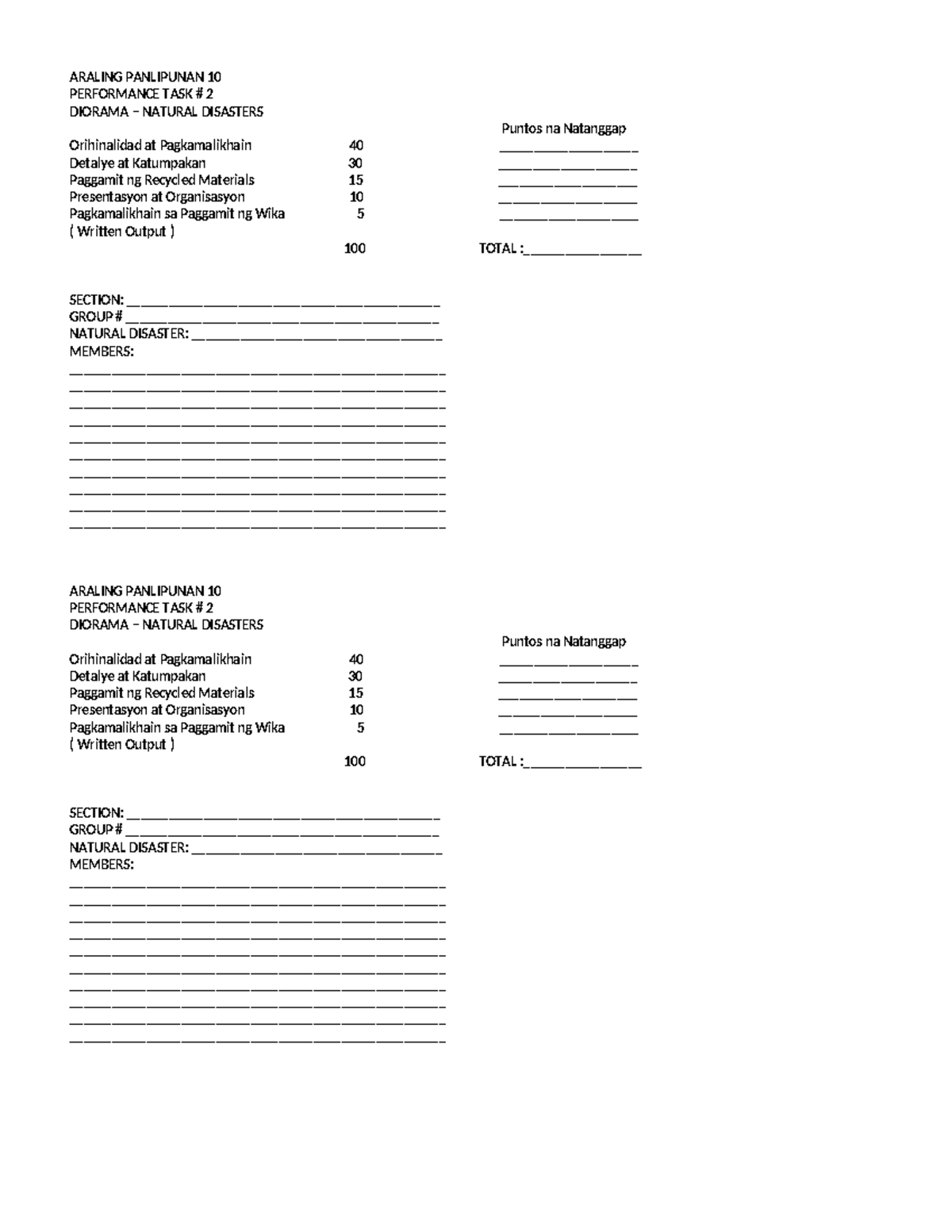 Diorama Grade 10 AP - reference - ARALING PANLIPUNAN 10 PERFORMANCE ...