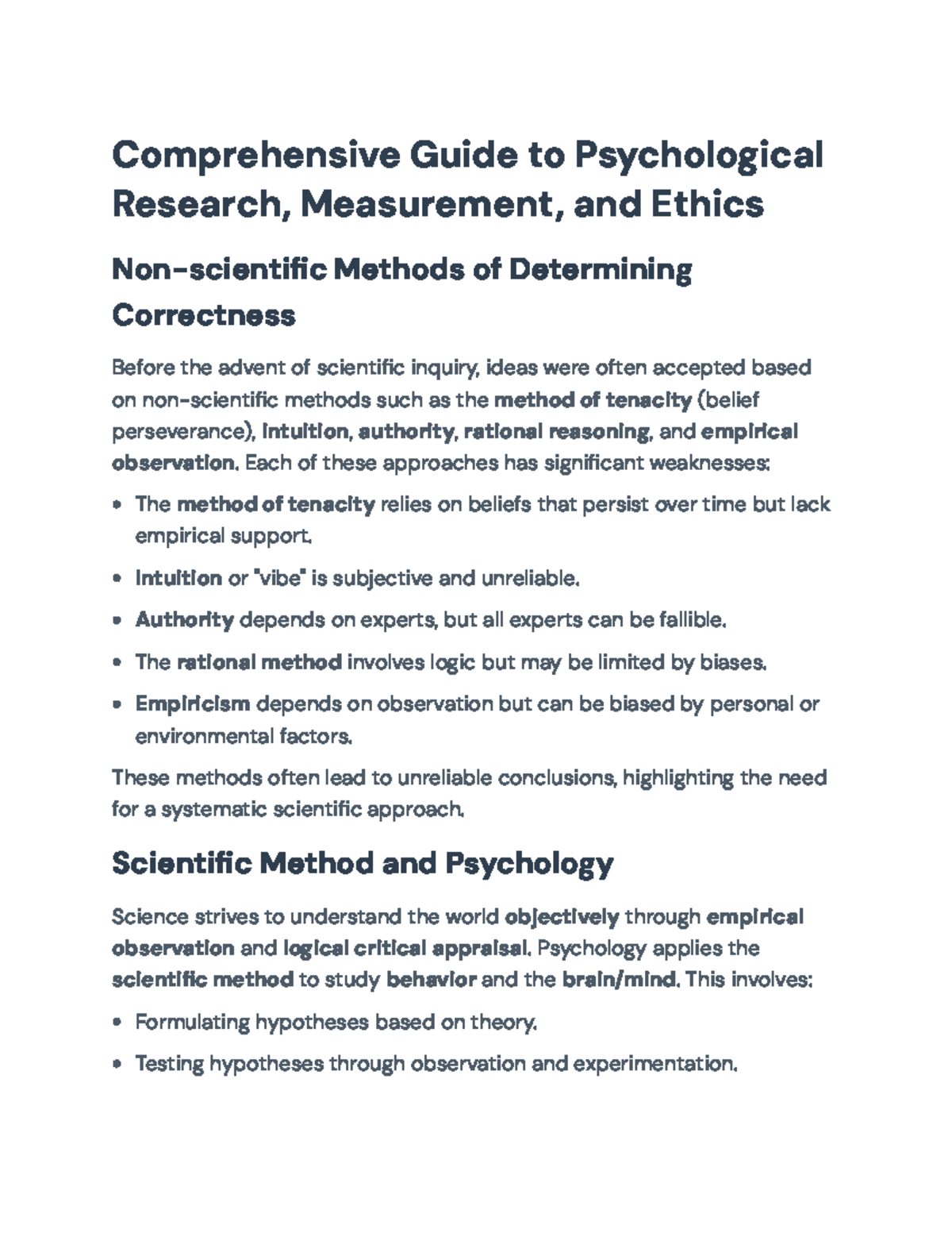 Comprehensive Guide to Psych Research Methods & Ethics (PSY 101) - Studocu