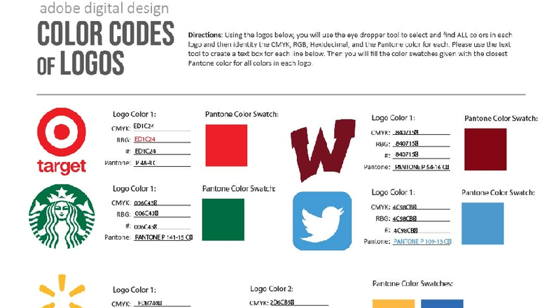 Adobe Digital Design Color Codes Guide (Course Code: ADOBE 3.02) - Studocu